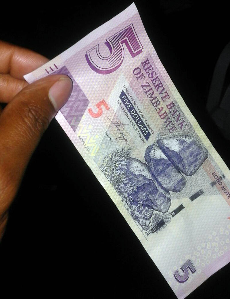 Pictures: Reserve Bank of Zimbabwe's $5 bond notes