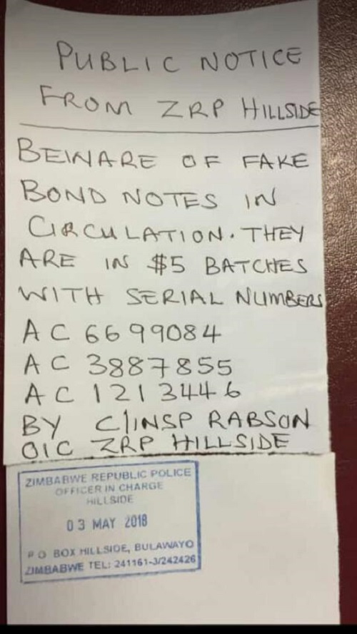 BEWARE: Fake Bond Notes In Circulation - ZRP