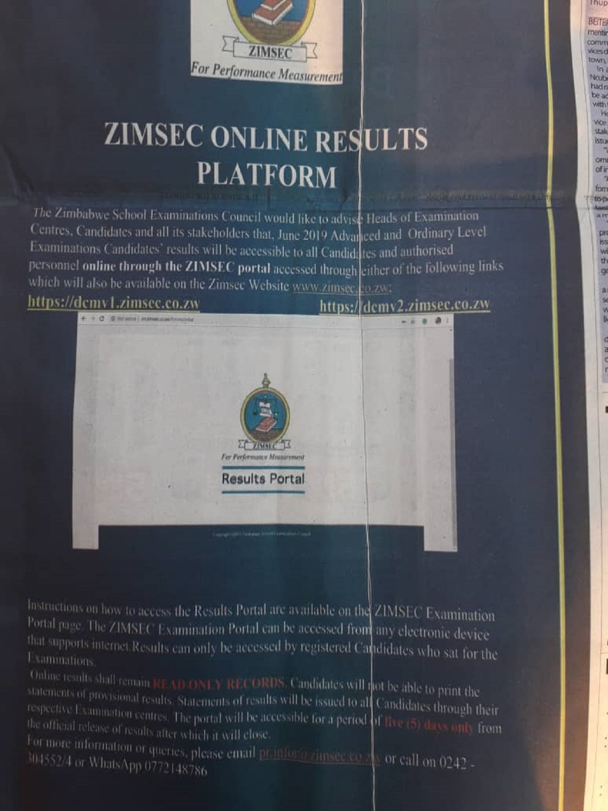 FULL TEXT: ZIMSEC June Examination Results Will Be Available On Online ...